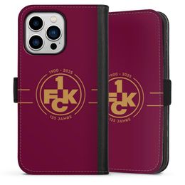 DeinDesign iPhone 13 Pro Handy Klapph&uuml;lle Handyh&uuml;lle aus Kunst Leder schwarz Flip Case 1. Fc Kaiserslautern Official Licensed Product 125 Jahre Sideflip mit 
