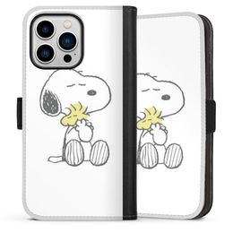 DeinDesign iPhone 13 Pro Handy Klapph&uuml;lle Handyh&uuml;lle aus Kunst Leder schwarz Flip Case Snoopy Love Peanuts Sideflip mit Lasche