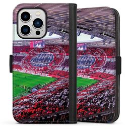 DeinDesign iPhone 13 Pro Handy Klapph&uuml;lle Handyh&uuml;lle aus Kunst Leder schwarz Flip Case Stadium Fcb Fc Bayern M&uuml;nchen Sideflip mit Lasche