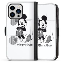 DeinDesign iPhone 13 Pro Handy Klapph&uuml;lle Handyh&uuml;lle aus Kunst Leder schwarz Flip Case Mickey Mouse Disney Official Licensed Product Sideflip mit Lasche