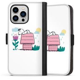 DeinDesign iPhone 13 Pro Handy Klapph&uuml;lle Handyh&uuml;lle aus Kunst Leder schwarz Flip Case Snoopy Dog Official Licensed Product Sideflip mit Lasche