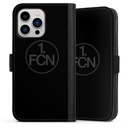 DeinDesign iPhone 13 Pro Handy Klapph&uuml;lle Handyh&uuml;lle aus Kunst Leder schwarz Flip Case 1. Fcn 1. Fc N&uuml;rnberg Logo Sideflip mit Lasche
