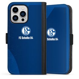 DeinDesign iPhone 13 Pro Handy Klapph&uuml;lle Handyh&uuml;lle aus Kunst Leder schwarz Flip Case Official Licensed Product Bundesliga Fc Schalke 04 Sideflip mit Lasche