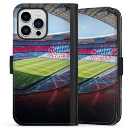 DeinDesign iPhone 13 Pro Handy Klapph&uuml;lle Handyh&uuml;lle aus Kunst Leder schwarz Flip Case Fcb Fc Bayern M&uuml;nchen Stadium Sideflip mit Lasche