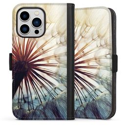 DeinDesign iPhone 13 Pro Handy Klapph&uuml;lle Handyh&uuml;lle aus Kunst Leder schwarz Flip Case Photography Dandelion Flowers Sideflip mit Lasche