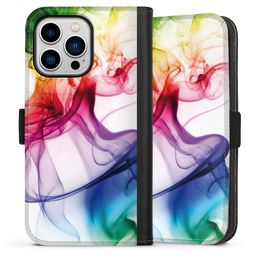 DeinDesign iPhone 13 Pro Handy Klapph&uuml;lle Handyh&uuml;lle aus Kunst Leder schwarz Flip Case Rainbow Colour Water Sideflip mit Lasche