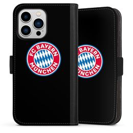 DeinDesign iPhone 13 Pro Handy Klapph&uuml;lle Handyh&uuml;lle aus Kunst Leder schwarz Flip Case Fc Bayern M&uuml;nchen Logo Official Licensed Product Sideflip mit Lasche