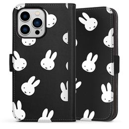 DeinDesign iPhone 13 Pro Handy Klapph&uuml;lle Handyh&uuml;lle aus Kunst Leder schwarz Flip Case Muster Miffy Transparent Sideflip mit Lasche