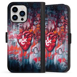 DeinDesign iPhone 13 Pro Handy Klapph&uuml;lle Handyh&uuml;lle aus Kunst Leder schwarz Flip Case 1. Fck 1. Fc Kaiserslautern Heart Sideflip mit Lasche