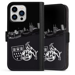 DeinDesign iPhone 13 Pro Handy Klapph&uuml;lle Handyh&uuml;lle aus Kunst Leder schwarz Flip Case Skyline Official Licensed Product 1. Fc K&ouml;ln Sideflip mit Lasche