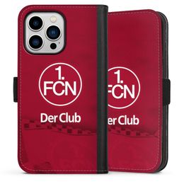 DeinDesign iPhone 13 Pro Handy Klapph&uuml;lle Handyh&uuml;lle aus Kunst Leder schwarz Flip Case Official Licensed Product 1. Fc N&uuml;rnberg Bundesliga Sideflip mit Lasche