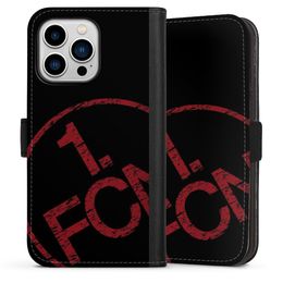 DeinDesign iPhone 13 Pro Handy Klapph&uuml;lle Handyh&uuml;lle aus Kunst Leder schwarz Flip Case Texture Merchandise 1. Fcn Sideflip mit Lasche
