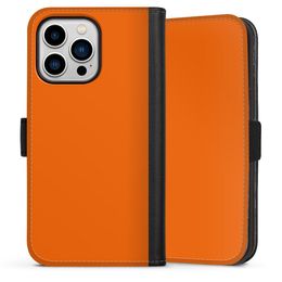 DeinDesign iPhone 13 Pro Handy Klapph&uuml;lle Handyh&uuml;lle aus Kunst Leder schwarz Flip Case Orange Unicoloured Colour Sideflip mit Lasche