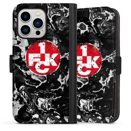 DeinDesign iPhone 13 Pro Handy Klapph&uuml;lle Handyh&uuml;lle aus Kunst Leder schwarz Flip Case Coat Of Arms 1. Fc Kaiserslautern Muster Sideflip mit Lasche