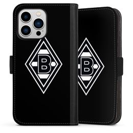 DeinDesign iPhone 13 Pro Handy Klapph&uuml;lle Handyh&uuml;lle aus Kunst Leder schwarz Flip Case Borussia M&ouml;nchengladbach Gladbach Coat Of Arms Sideflip mit Lasche