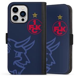 DeinDesign iPhone 13 Pro Handy Klapph&uuml;lle Handyh&uuml;lle aus Kunst Leder schwarz Flip Case Logo 1. Fc Kaiserslautern 1. Fck Sideflip mit Lasche