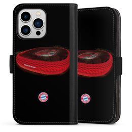 DeinDesign iPhone 13 Pro Handy Klapph&uuml;lle Handyh&uuml;lle aus Kunst Leder schwarz Flip Case Fc Bayern M&uuml;nchen Fcb Official Licensed Product Stadium Sideflip mit 