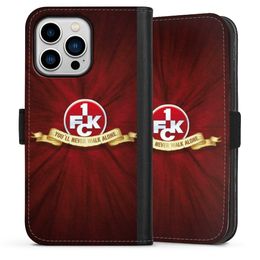 DeinDesign iPhone 13 Pro Handy Klapph&uuml;lle Handyh&uuml;lle aus Kunst Leder schwarz Flip Case Logo Official Licensed Product 1. Fc Kaiserslautern Sideflip mit Lasche