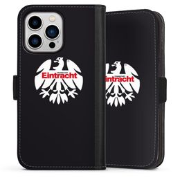 DeinDesign iPhone 13 Pro Handy Klapph&uuml;lle Handyh&uuml;lle aus Kunst Leder schwarz Flip Case Eagle Retro Logo Sideflip mit Lasche