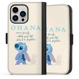 DeinDesign iPhone 13 Pro Handy Klapph&uuml;lle Handyh&uuml;lle aus Kunst Leder schwarz Flip Case Lilo & Stitch Disney Official Licensed Product Sideflip mit Lasche