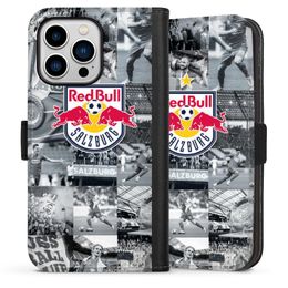 DeinDesign iPhone 13 Pro Handy Klapph&uuml;lle Handyh&uuml;lle aus Kunst Leder schwarz Flip Case Salzburg Red Bull Fc Red Bull Salzburg Sideflip mit Lasche