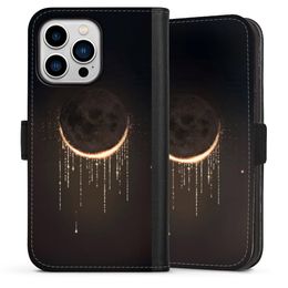DeinDesign iPhone 13 Pro Handy Klapph&uuml;lle Handyh&uuml;lle aus Kunst Leder schwarz Flip Case Full Moon Moon Light Sideflip mit Lasche