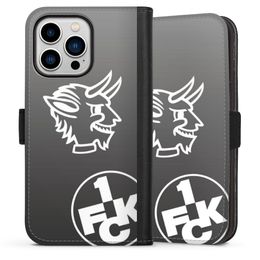 DeinDesign iPhone 13 Pro Handy Klapph&uuml;lle Handyh&uuml;lle aus Kunst Leder schwarz Flip Case Logo 1. Fck 1. Fc Kaiserslautern Sideflip mit Lasche