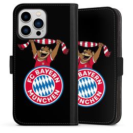 DeinDesign iPhone 13 Pro Handy Klapph&uuml;lle Handyh&uuml;lle aus Kunst Leder schwarz Flip Case Bernie Official Licensed Product Fc Bayern M&uuml;nchen Sideflip mit Lasche