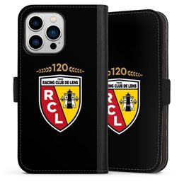 DeinDesign iPhone 13 Pro Handy Klapph&uuml;lle Handyh&uuml;lle aus Kunst Leder schwarz Flip Case Logo Official Licensed Product Rc Lens Sideflip mit Lasche