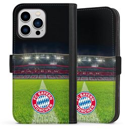 DeinDesign iPhone 13 Pro Handy Klapph&uuml;lle Handyh&uuml;lle aus Kunst Leder schwarz Flip Case Stadium Fc Bayern M&uuml;nchen Fcb Sideflip mit Lasche