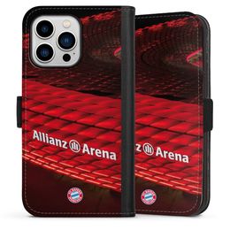 DeinDesign iPhone 13 Pro Handy Klapph&uuml;lle Handyh&uuml;lle aus Kunst Leder schwarz Flip Case Fc Bayern M&uuml;nchen Stadium Fcb Sideflip mit Lasche