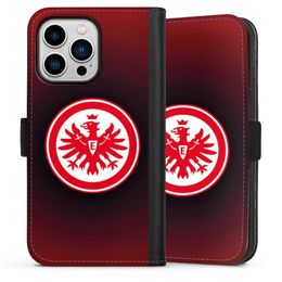 DeinDesign iPhone 13 Pro Handy Klapph&uuml;lle Handyh&uuml;lle aus Kunst Leder schwarz Flip Case Official Licensed Product Coat Of Arms Eintracht Frankfurt Sideflip mit 