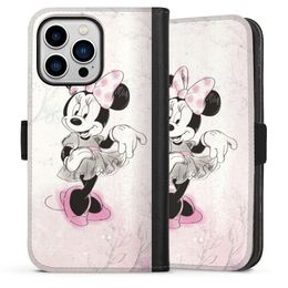 DeinDesign iPhone 13 Pro Handy Klapph&uuml;lle Handyh&uuml;lle aus Kunst Leder schwarz Flip Case Vintage Minnie Mouse Disney Sideflip mit Lasche