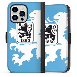 DeinDesign iPhone 13 Pro Handy Klapph&uuml;lle Handyh&uuml;lle aus Kunst Leder schwarz Flip Case Coat Of Arms Tsv 1860 M&uuml;nchen Official Licensed Product Sideflip mit 