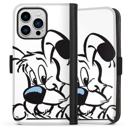DeinDesign iPhone 13 Pro Handy Klapph&uuml;lle Handyh&uuml;lle aus Kunst Leder schwarz Flip Case Idefix Official Licensed Product Comic Sideflip mit Lasche