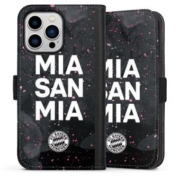 DeinDesign iPhone 13 Pro Handy Klapph&uuml;lle Handyh&uuml;lle aus Kunst Leder schwarz Flip Case Mia San Mia Girl Style Fc Bayern M&uuml;nchen Sideflip mit Lasche