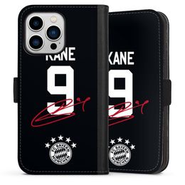 DeinDesign iPhone 13 Pro Handy Klapph&uuml;lle Handyh&uuml;lle aus Kunst Leder schwarz Flip Case Fc Bayern M&uuml;nchen Harry Kane Jersey Sideflip mit Lasche