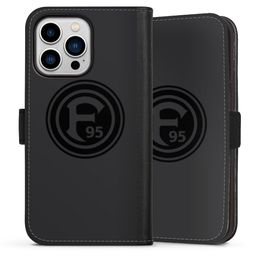 DeinDesign iPhone 13 Pro Handy Klapph&uuml;lle Handyh&uuml;lle aus Kunst Leder schwarz Flip Case F95 Fortuna D&uuml;sseldorf Logo Sideflip mit Lasche