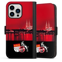 DeinDesign iPhone 13 Pro Handy Klapph&uuml;lle Handyh&uuml;lle aus Kunst Leder schwarz Flip Case 1. Fc K&ouml;ln Skyline Official Licensed Product Sideflip mit Lasche