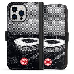 DeinDesign iPhone 13 Pro Handy Klapph&uuml;lle Handyh&uuml;lle aus Kunst Leder schwarz Flip Case Eintracht Frankfurt Sge Stadium Sideflip mit Lasche