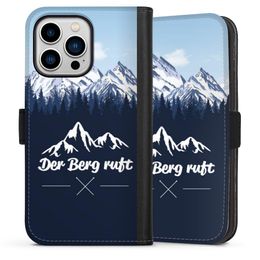 DeinDesign iPhone 13 Pro Handy Klapph&uuml;lle Handyh&uuml;lle aus Kunst Leder schwarz Flip Case Wanderlust Sky Mountain Sideflip mit Lasche