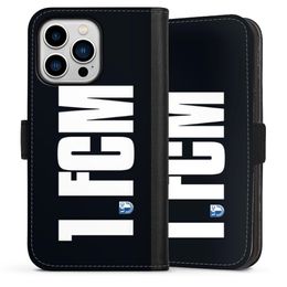 DeinDesign iPhone 13 Pro Handy Klapph&uuml;lle Handyh&uuml;lle aus Kunst Leder schwarz Flip Case 1. Fcm 1. Fc Magdeburg Official Licensed Product Sideflip mit Lasche