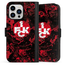 DeinDesign iPhone 13 Pro Handy Klapph&uuml;lle Handyh&uuml;lle aus Kunst Leder schwarz Flip Case 1. Fc Kaiserslautern 1. Fck Logo Sideflip mit Lasche