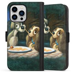 DeinDesign iPhone 13 Pro Handy Klapph&uuml;lle Handyh&uuml;lle aus Kunst Leder schwarz Flip Case Lady And The Tramp Disney Official Licensed Product Sideflip mit Lasche