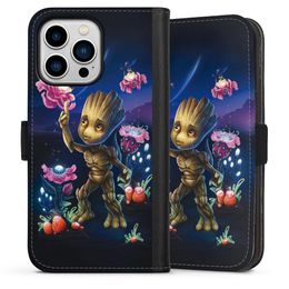 DeinDesign iPhone 13 Pro Handy Klapph&uuml;lle Handyh&uuml;lle aus Kunst Leder schwarz Flip Case Baby Groot Marvel Guardians Of The Galaxy Sideflip mit Lasche