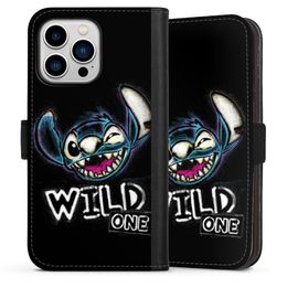 DeinDesign iPhone 13 Pro Handy Klapph&uuml;lle Handyh&uuml;lle aus Kunst Leder schwarz Flip Case Lilo & Stitch Disney Official Licensed Product Sideflip mit Lasche