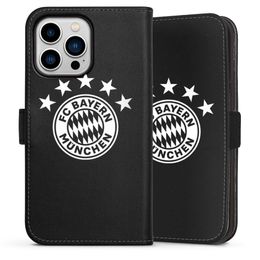 DeinDesign iPhone 13 Pro Handy Klapph&uuml;lle Handyh&uuml;lle aus Kunst Leder schwarz Flip Case Fcb Transparent Fc Bayern M&uuml;nchen Sideflip mit Lasche