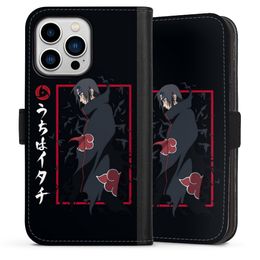 DeinDesign iPhone 13 Pro Handy Klapph&uuml;lle Handyh&uuml;lle aus Kunst Leder schwarz Flip Case Official Licensed Product Naruto Shippuden Itachi Uchiha Sideflip mit 