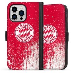 DeinDesign iPhone 13 Pro Handy Klapph&uuml;lle Handyh&uuml;lle aus Kunst Leder schwarz Flip Case Fcb Fc Bayern M&uuml;nchen Official Licensed Product Sideflip mit Lasche