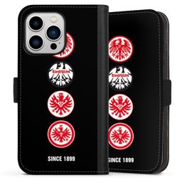 DeinDesign iPhone 13 Pro Handy Klapph&uuml;lle Handyh&uuml;lle aus Kunst Leder schwarz Flip Case Eintracht Frankfurt Soccer Sge Sideflip mit Lasche